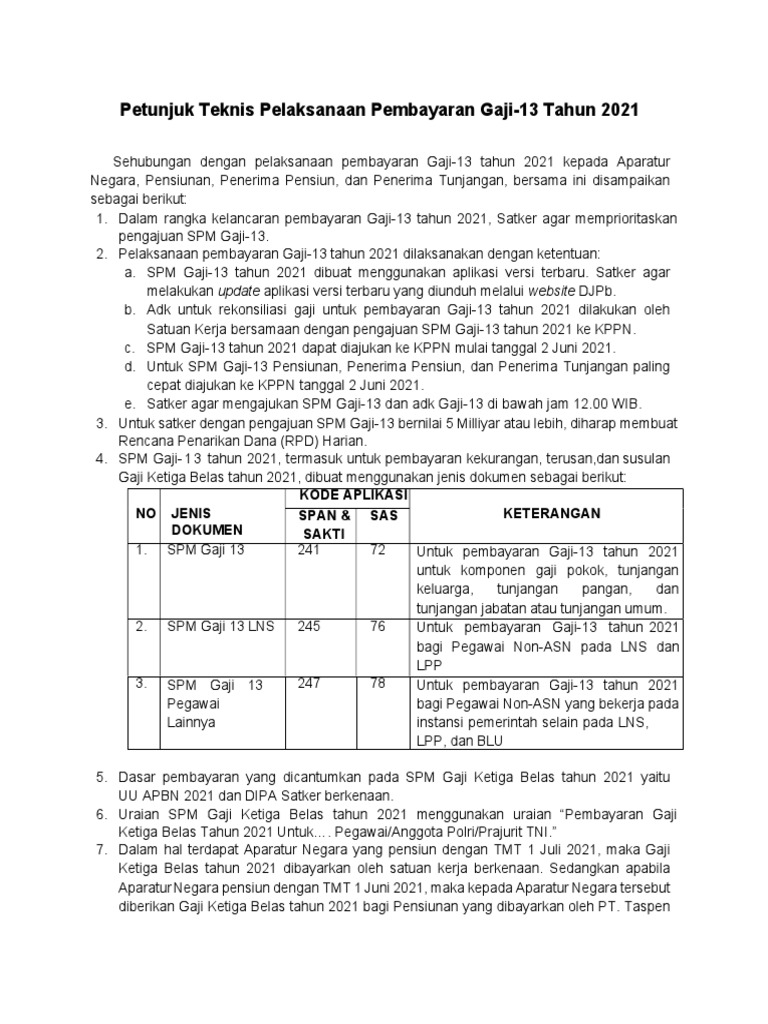 Petunjuk Teknis Pelaksanaan Pembayaran Gaji-13 | PDF | Karier & Perkembangan | Bisnis