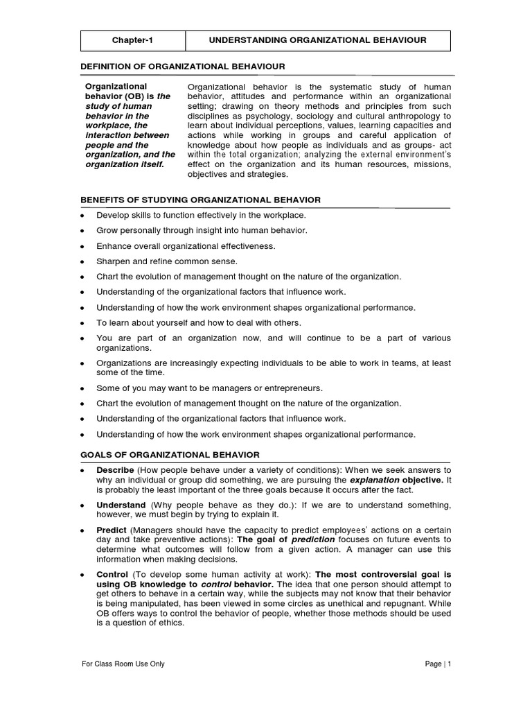 Handout 1 Introduction | PDF | Organizational Behavior | Goal