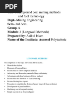 Bord and Pillar Method of Working | PDF | Mining | Coal Mining