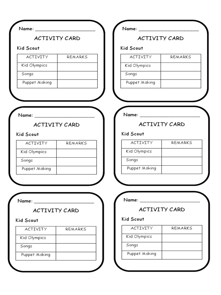 Kid Scout Activity Card Guide | PDF | Language Arts & Discipline