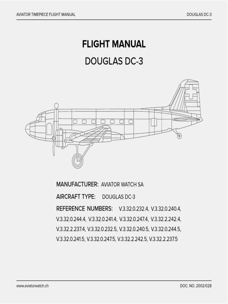 Douglas DC-3 Aviator Watch Manual | PDF | Watch | Clock