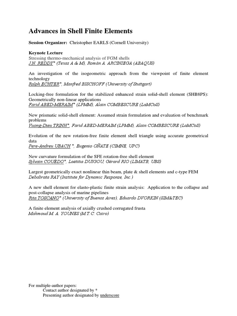 Advances in Shell Finite Elements | PDF | Finite Element Method | Basis (Linear Algebra)