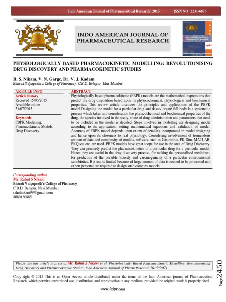 Physiologically Based Pharmacokinetic Modelling: Revolutionising Drug ...