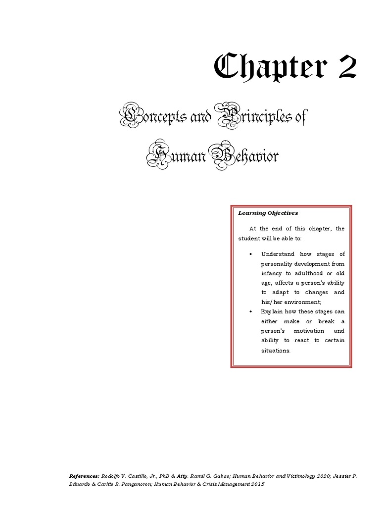 Concepts and Principles of Human Behavior: Learning Objectives | PDF ...