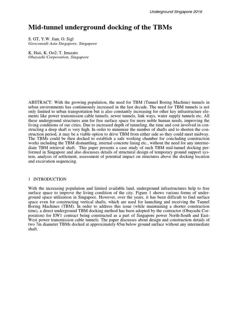 Mid-Tunnel Underground Docking of The TBMs | PDF | Tunnel | Civil ...