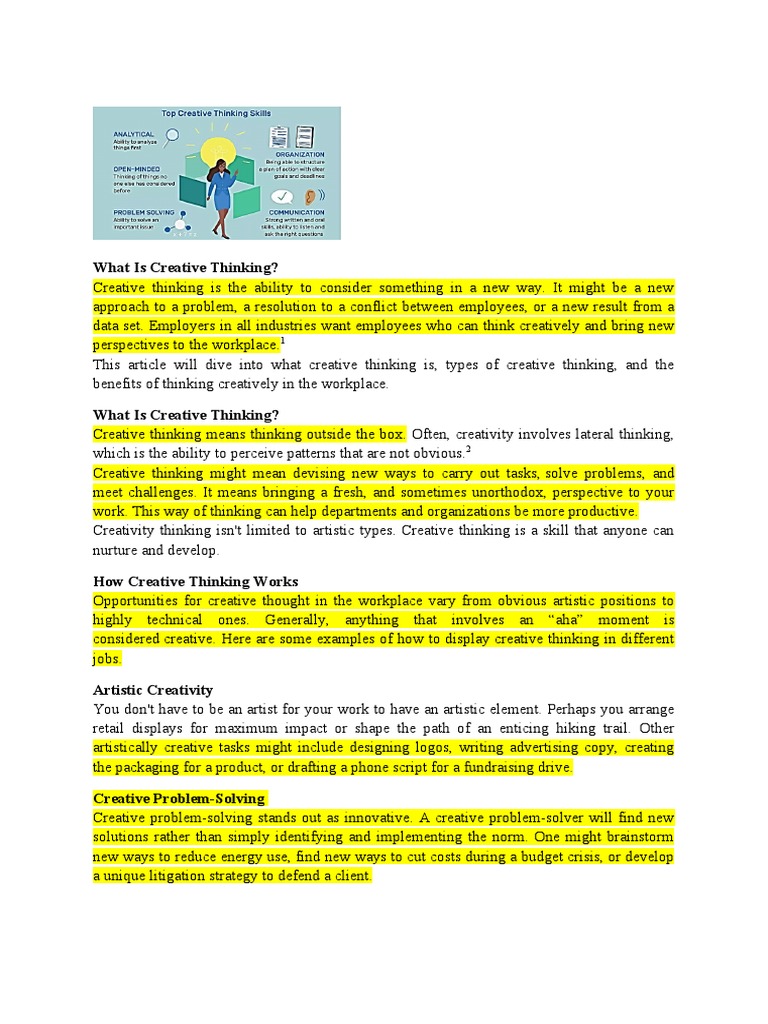 Creative Thinking | PDF | Creativity | Brainstorming