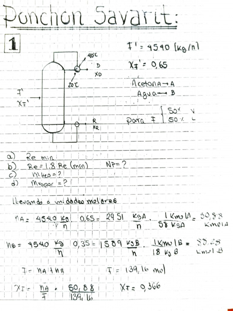 Ponchon Savarit Ejercicio Resuelto | PDF