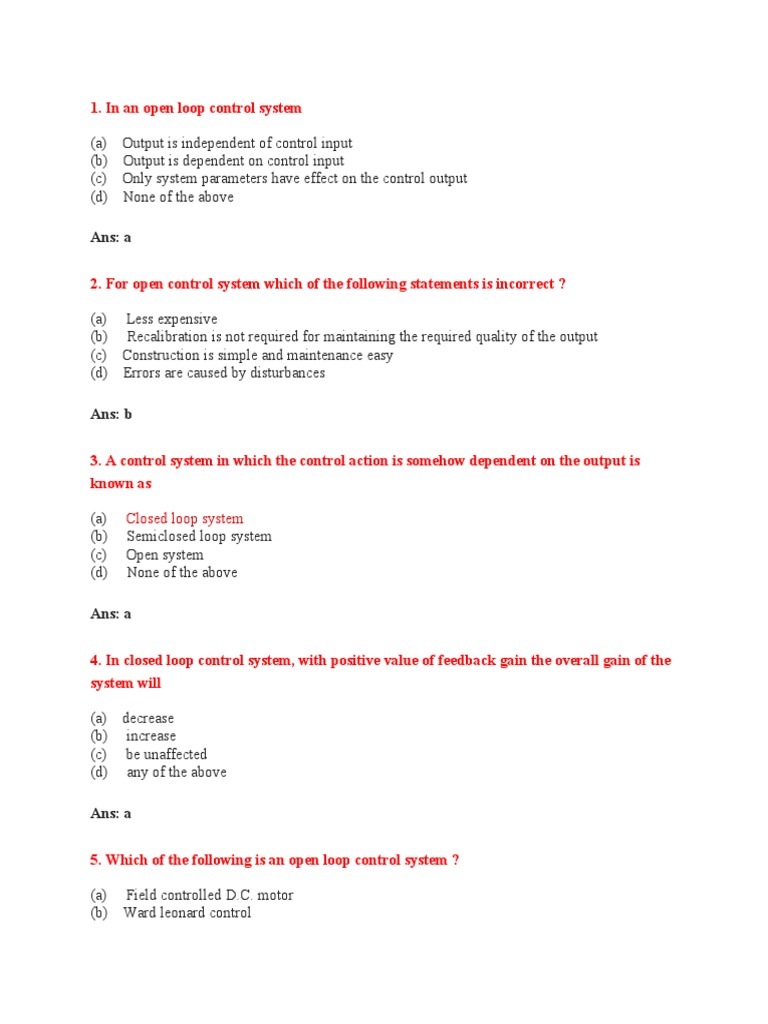 Ans: A: Closed Loop System | PDF | Damping | Control Theory