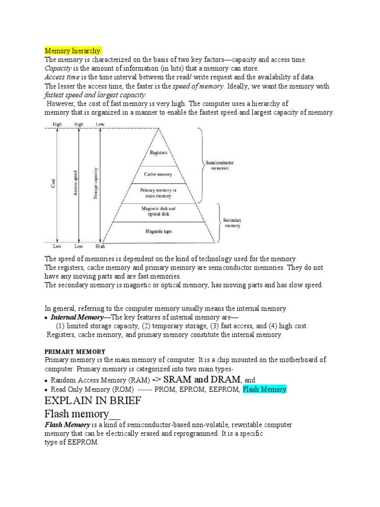 Explain in Brief Flash Memory - : - Sram and Dram | PDF | Random Access ...