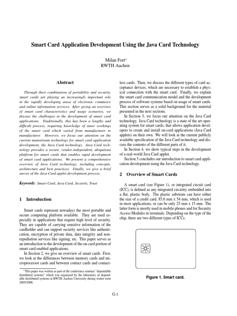 Smart Card Application Development Using The Java Card Technology | PDF | Java (Programming ...