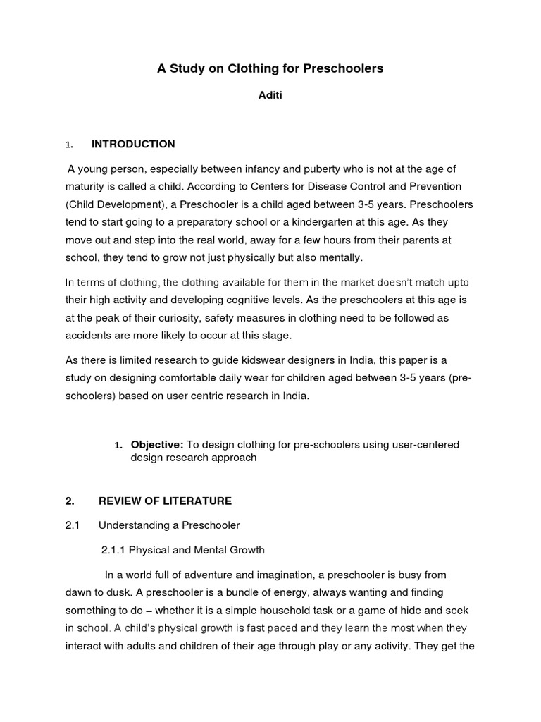 Design Research Preeschooler Clothing Research | PDF | Clothing | Preschool