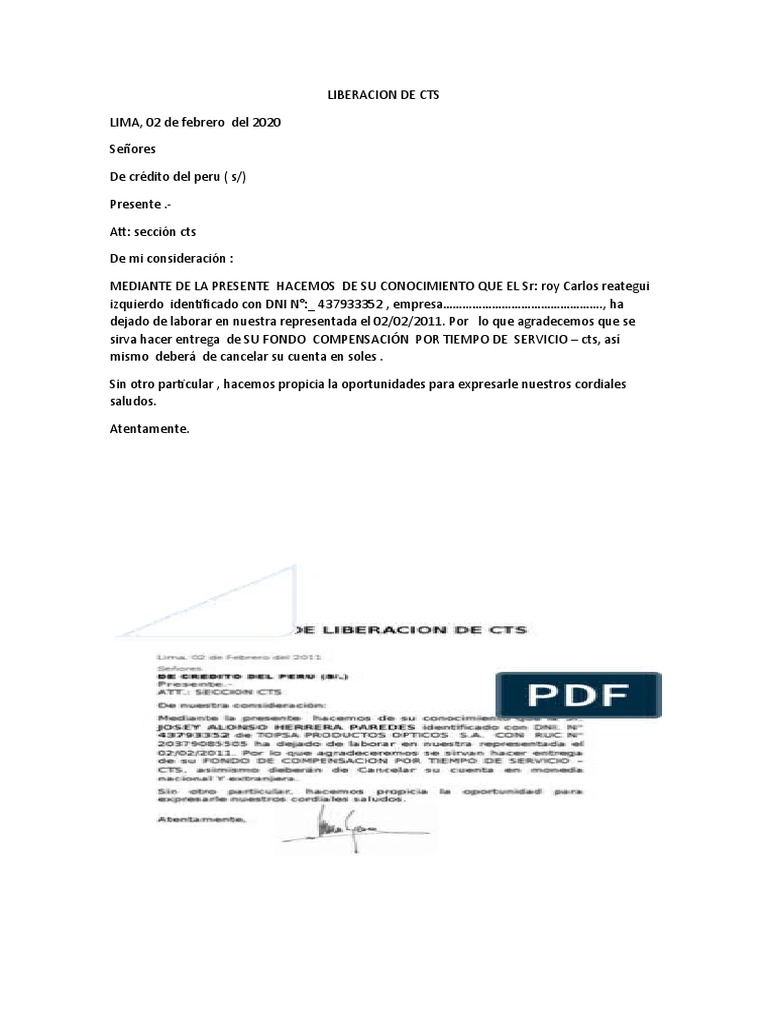 Carta de Retiro de Cts | PDF