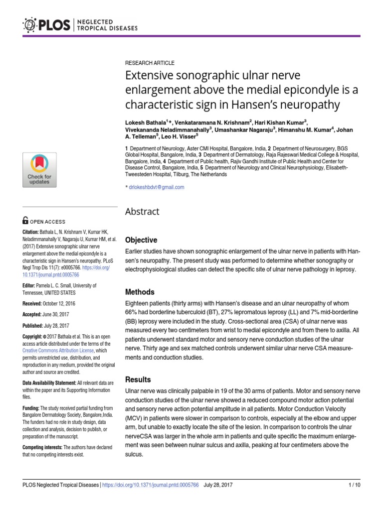 Extensive Sonographic Ulnar Nerve Enlargement Abov | PDF | Leprosy | Peripheral Neuropathy