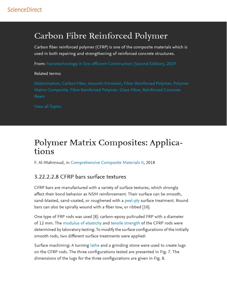 Carbon Fibre Reinforced Polymer: Polymer Matrix Composites: Applica ...
