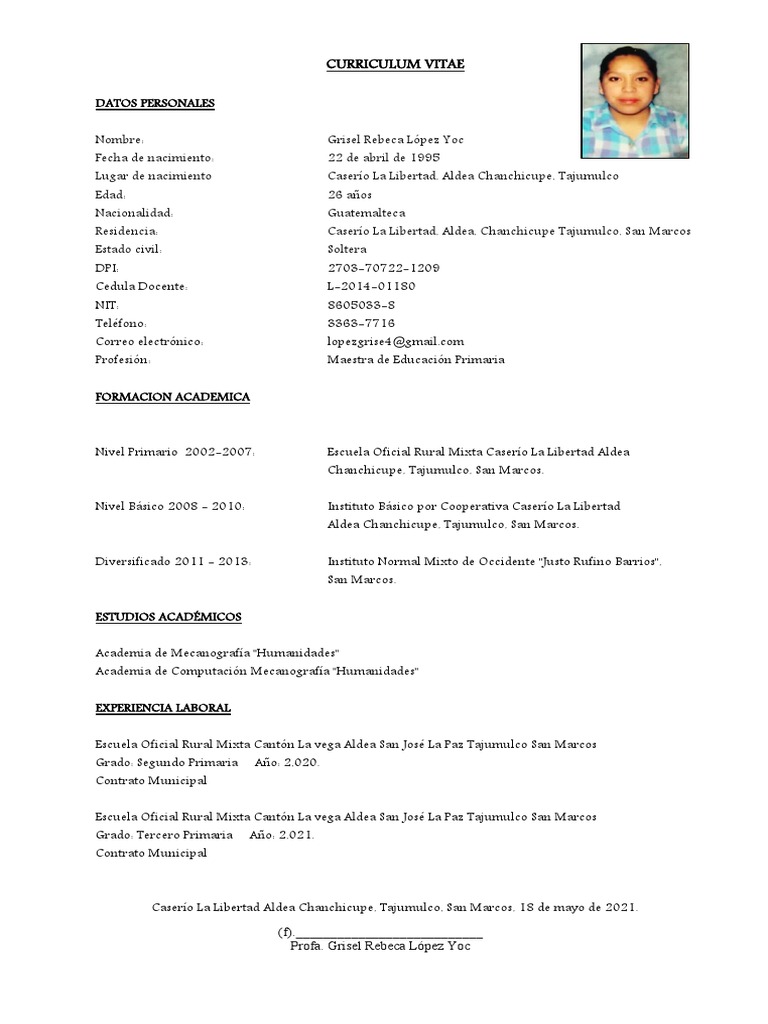 Curriculum Y Documentos Seño Grisel Rebeca Lopez Yoc | PDF | Educación avanzada