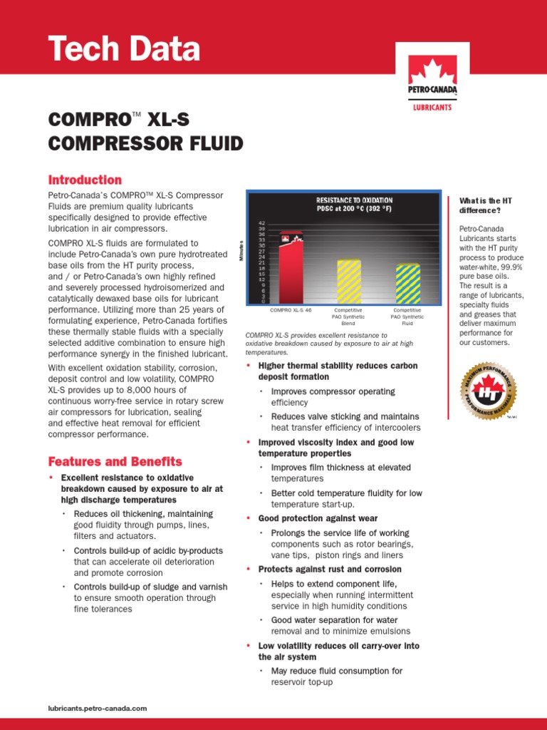 Tech Data: Compro XL-S Compressor Fluid | PDF | Lubricant | Chemical ...