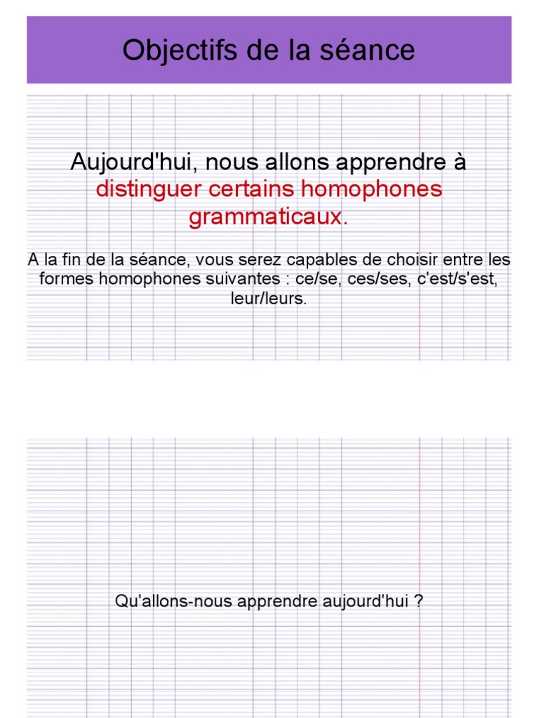 Objectifs de La Séance: Aujourd'hui, Nous Allons Apprendre À | PDF ...