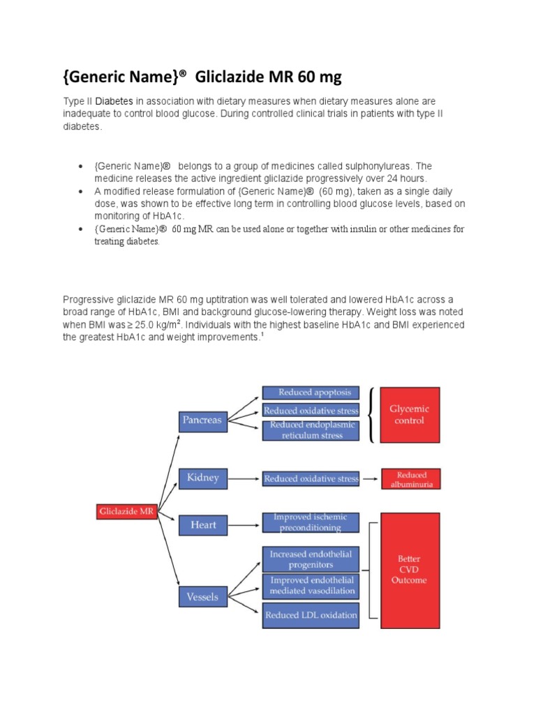 (Generic Name) ® Gliclazide MR 60 MG: Diabetes | PDF