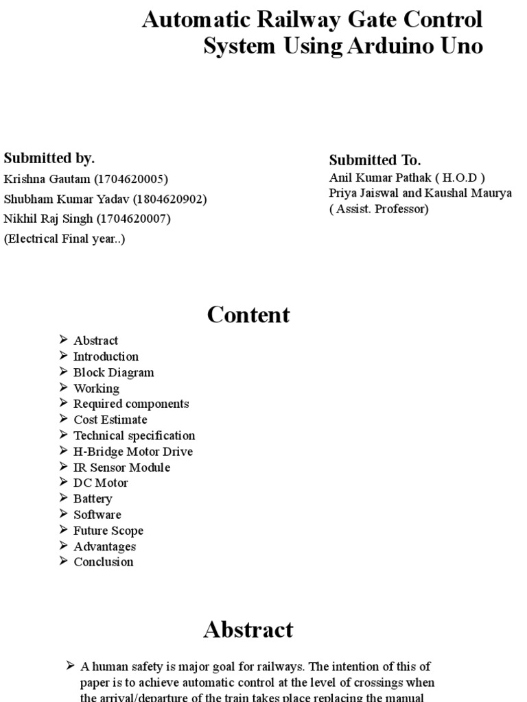 Arduino-Based Automatic Railway Gate System | PDF | Electric Motor ...