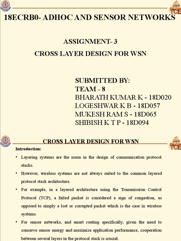 Cross Layer Design in WSN | PDF | Wireless Sensor Network | Computer Network