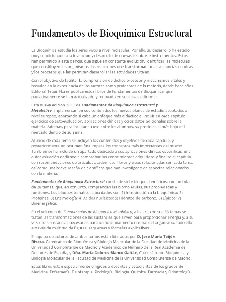 Fundamentos de Bioquímica Estructural | PDF | Organismos | Bioquímica
