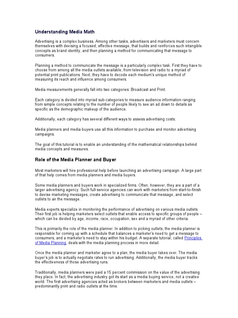 Understanding Media Math | PDF | Nielsen Ratings | Advertising