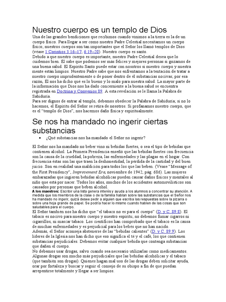 Nuestro Cuerpo Es Un Templo de Dios | PDF | Cigarrillo | Tabaco