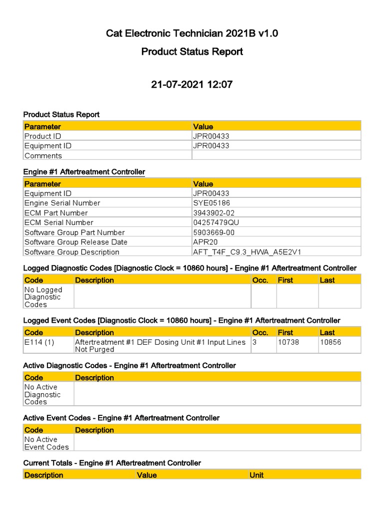 Cat Engine Diagnostic Report 2021 | PDF | Transmission (Mechanics ...