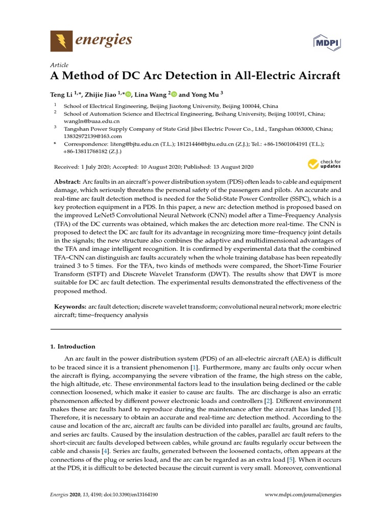 Energies: A Method of DC Arc Detection in All-Electric Aircraft | PDF ...