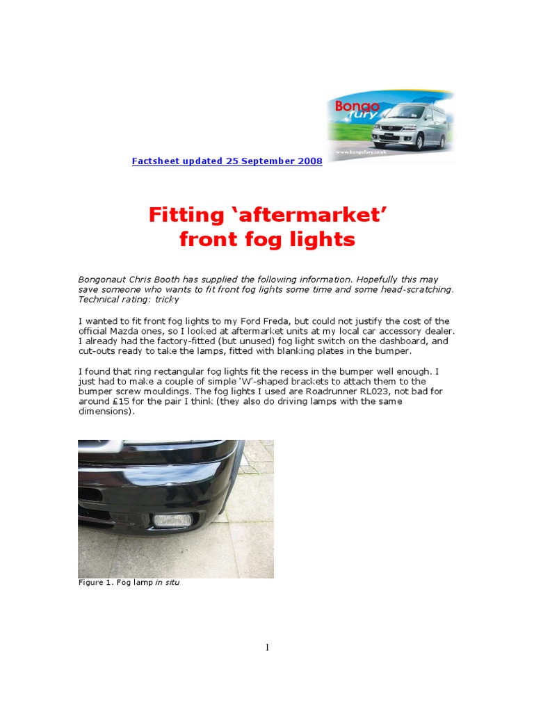 Fitting Aftermarket' Front Fog Lights: Factsheet Updated 25 September ...