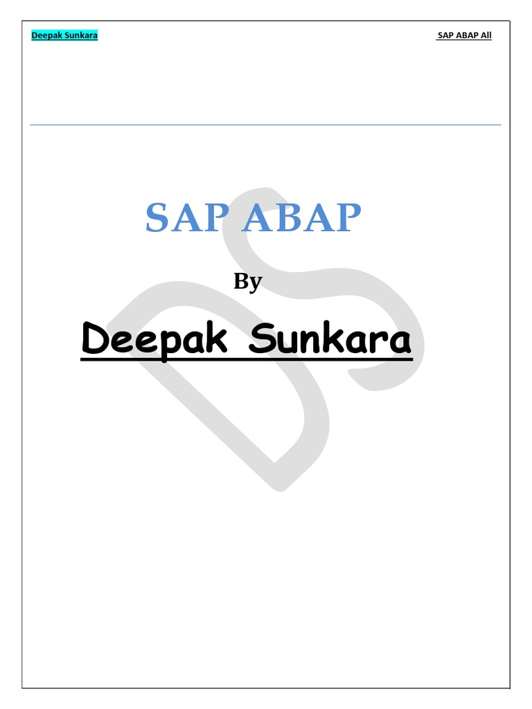 SAP ABAP Deepak Sunkara | PDF | Database Index | Databases
