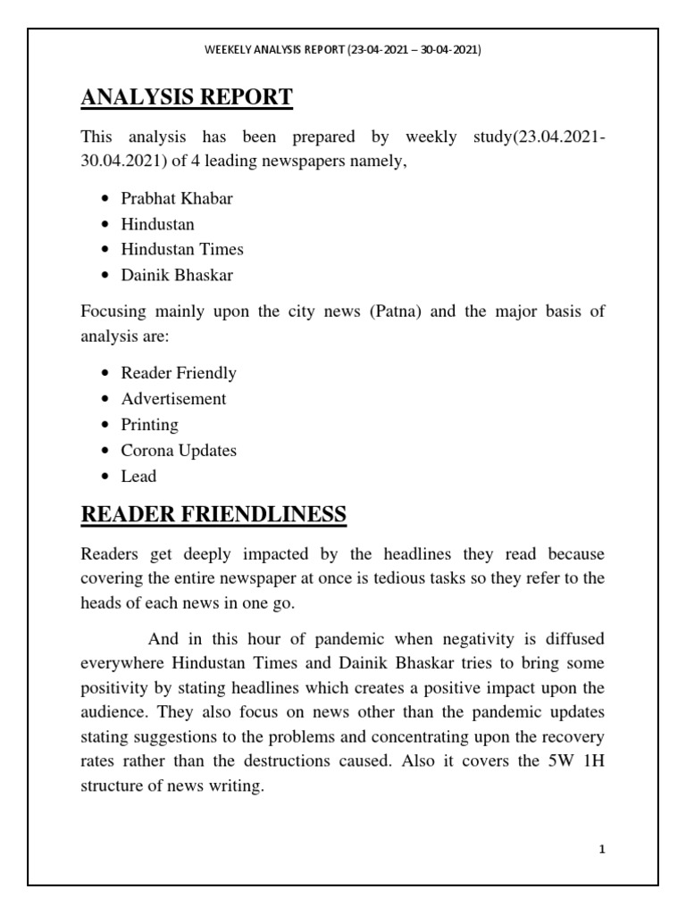 Patna Newspaper Analysis Report | PDF | Newspapers | News