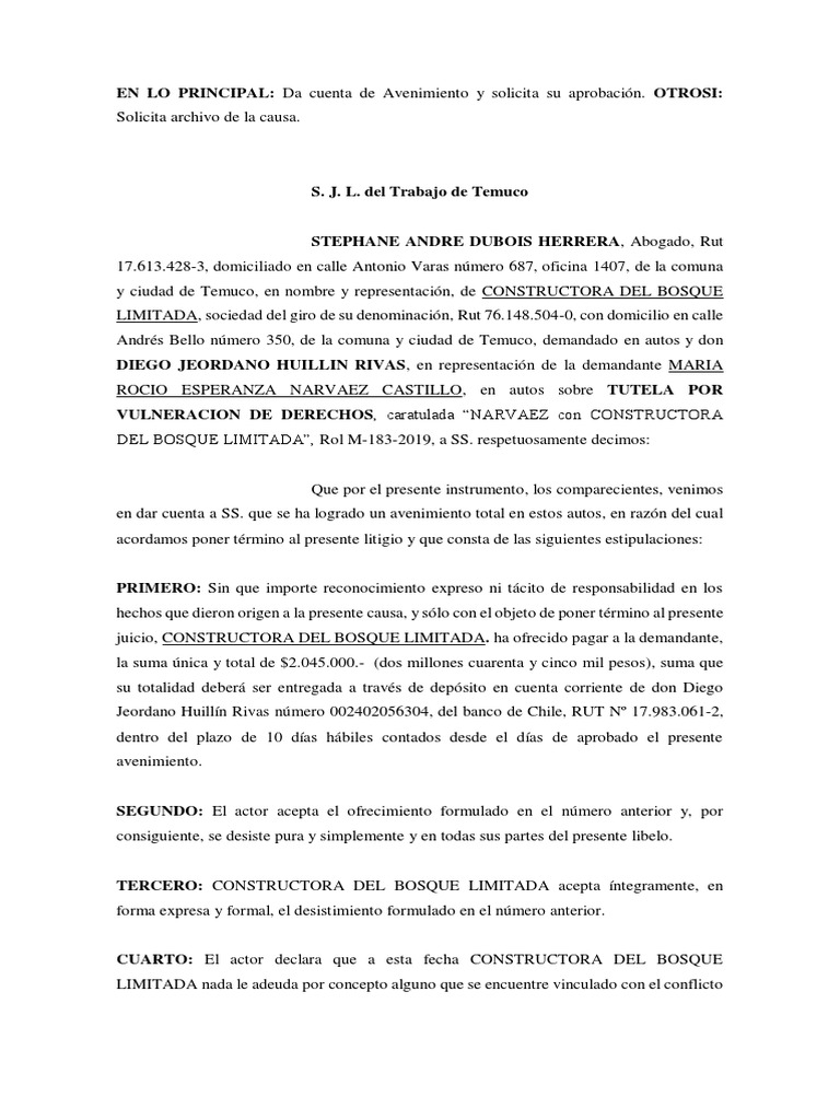 Modelo Avenimiento Solicitud | PDF | Justicia | Crimen y violencia