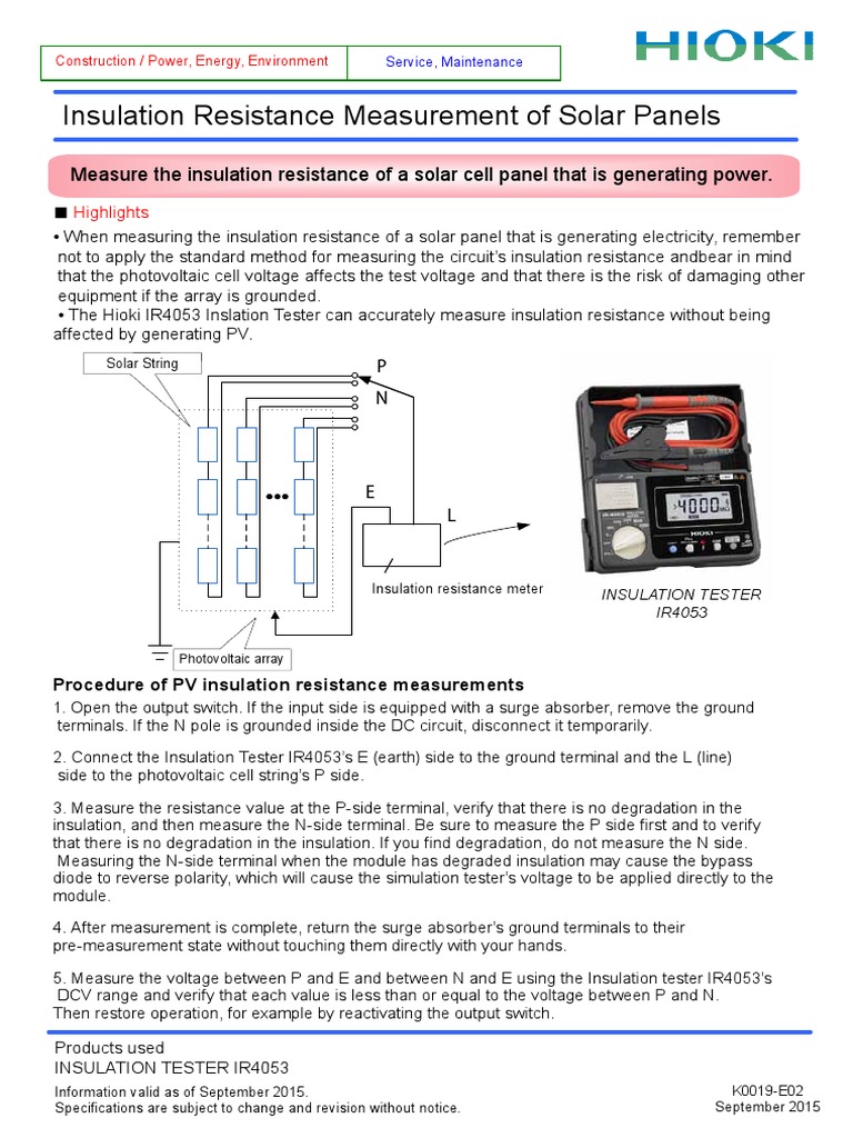 Solar Panel Insulation Resistance Testing | PDF | Photovoltaics | Solar ...