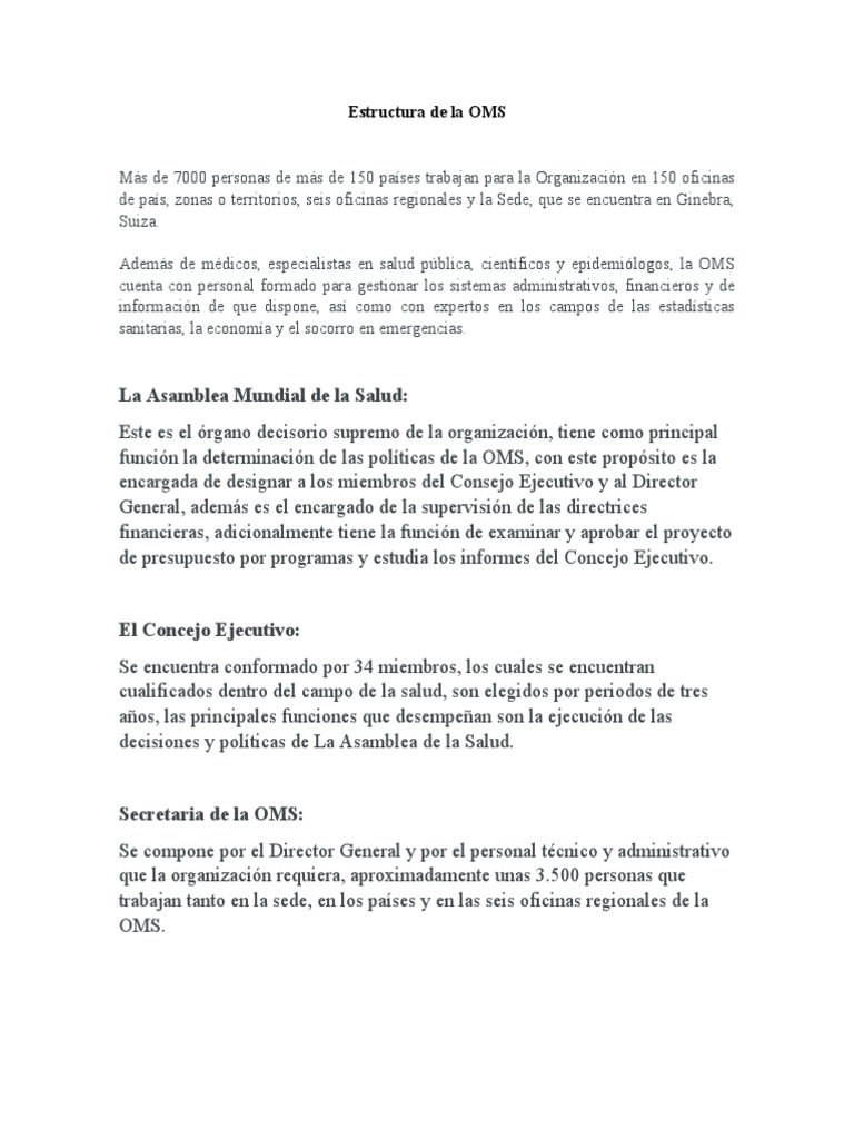 Estructura de La OMS-1 | PDF | Organización Mundial de la Salud ...