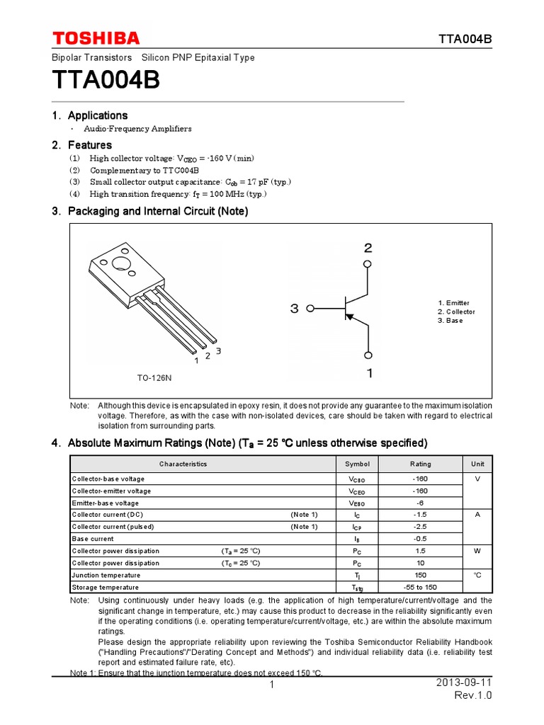 Characteristics and Applications of the TTA004B Silicon PNP Epitaxial ...