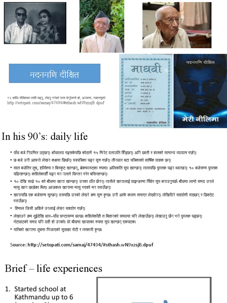 Presentation of Madan Mani Dixit by DR Dipendra Aryal | PDF