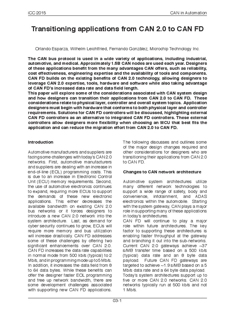 Transitioning Applications From CAN 2.0 To CAN FD | PDF | Osi Model ...