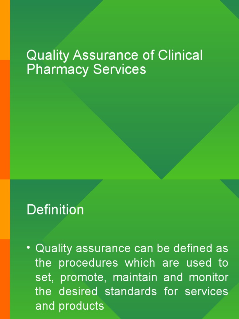 Quality Assurance of Clinical Pharmacy Services | PDF | Pharmacy ...
