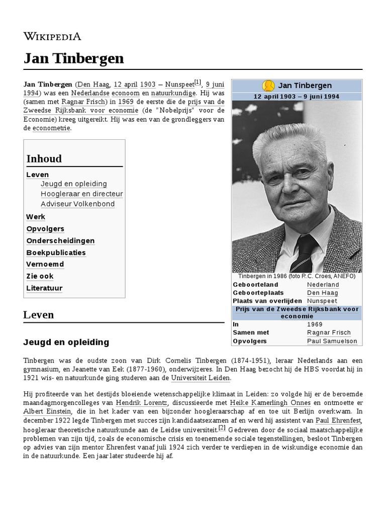 Jan Tinbergen | PDF