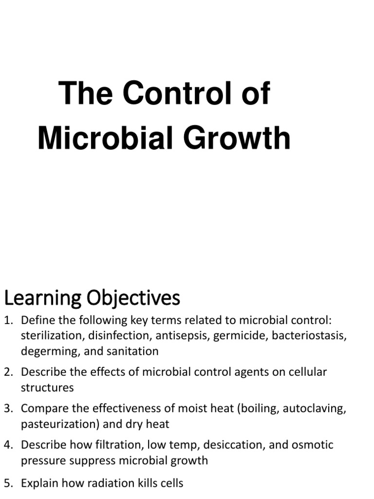 Week 1 Lecture #7 - The Control of Microbial Growth | PDF ...