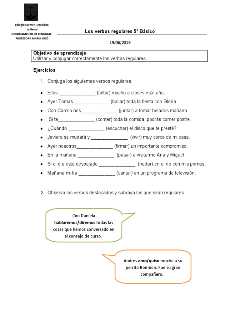 fICHA DE REFUERZO VERBOS REGULARES | PDF | Verbo | Idiomas
