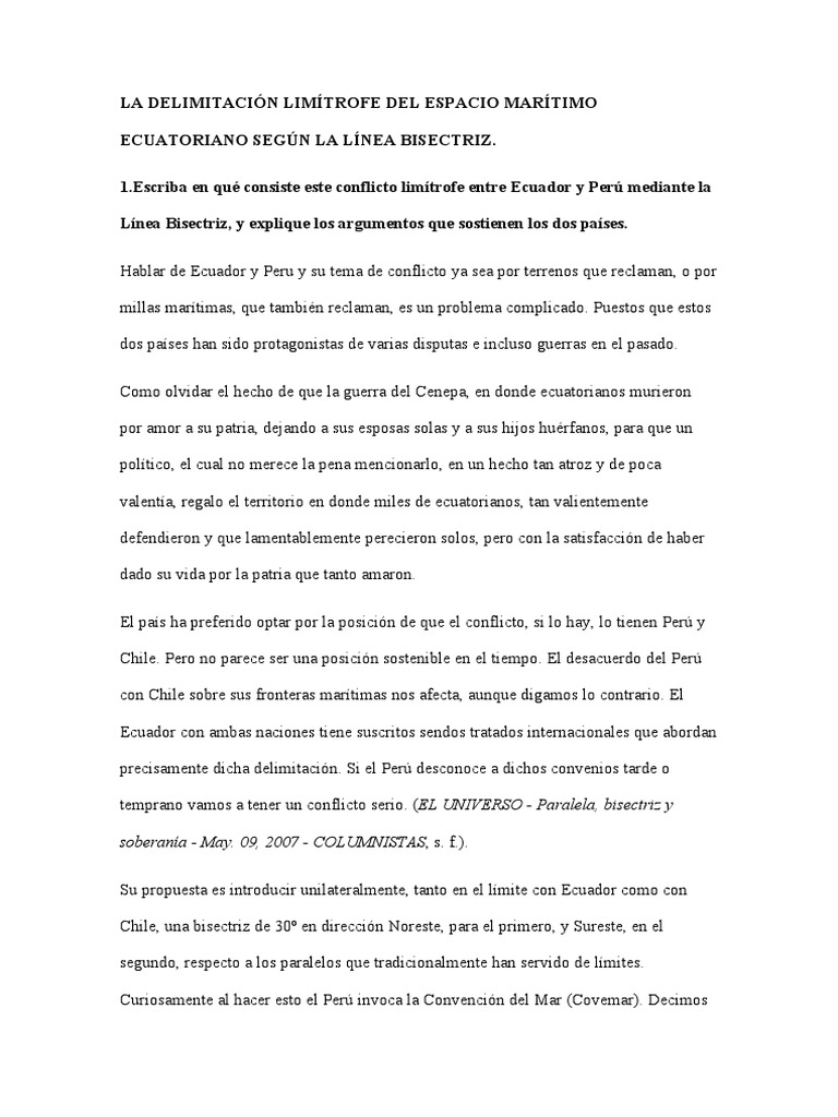 La Delimitación Limítrofe Del Espacio Marítimo Ecuatoriano Según La ...