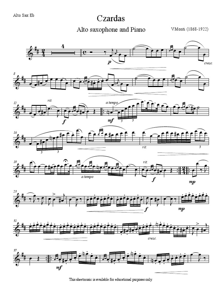 Czardas - Alto Sax | PDF | Musique classique | Divertissement (Général)