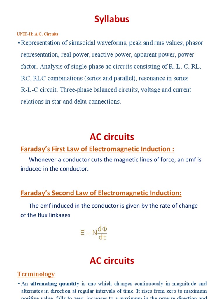 BEE UNIT 2.2 AC Circuit | PDF | Ac Power | Electromagnetic Induction