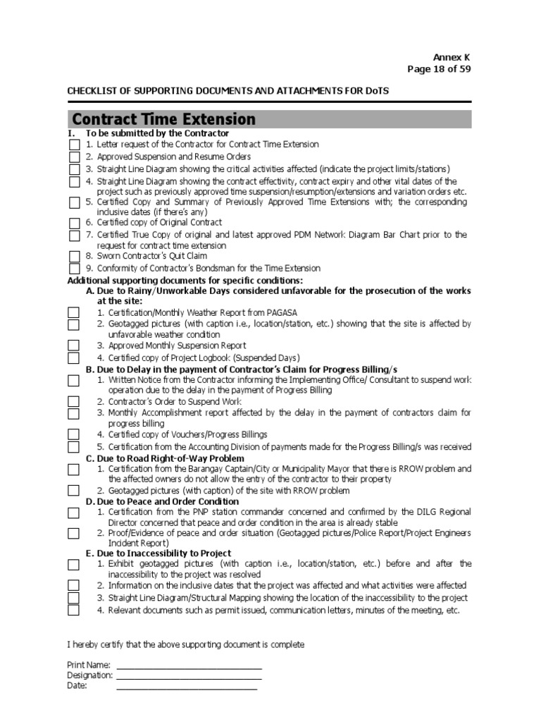 Contract Time Extension Checklist | PDF | Business
