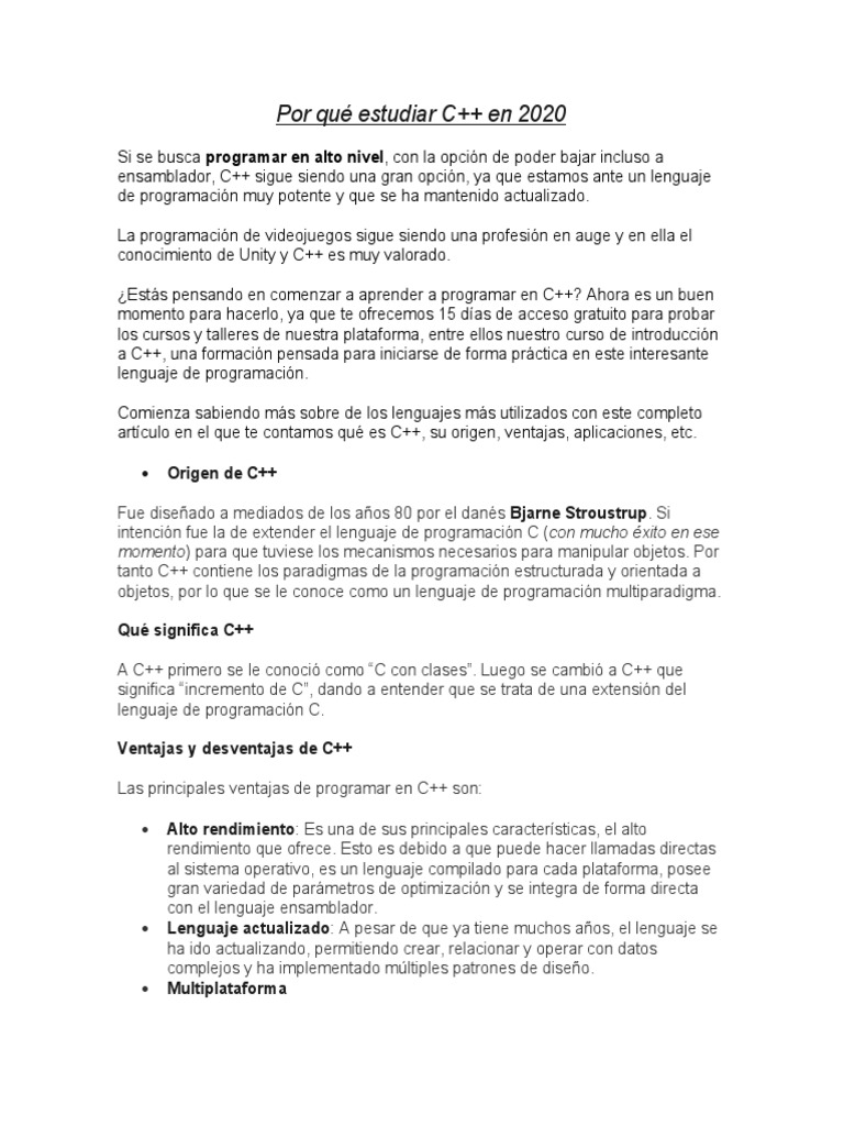 Que Es C++ | PDF | Lenguaje de programación | C