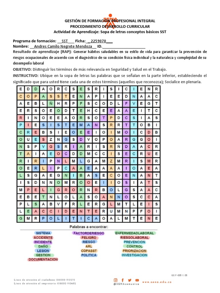 Sopa de Letras Salud | PDF