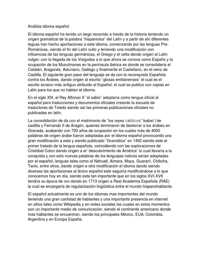 Evolución del idioma español | PDF | Lengua española | España
