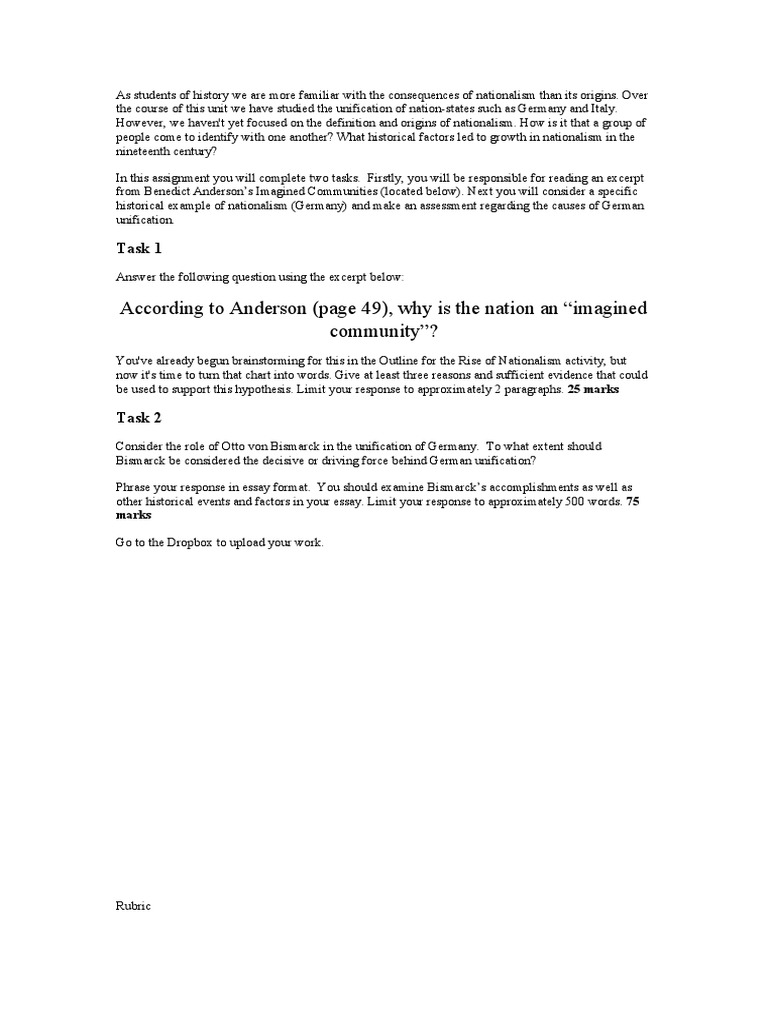 Rise of Nationalism Assignment | PDF | German Empire | Otto Von Bismarck